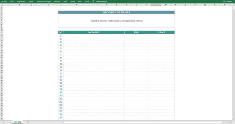Plantilla GRATUITA de Recogida de firmas en Excel 📋