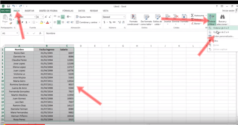 Cómo ordenar filas de Excel | Aprende a ordenar filas de Excel