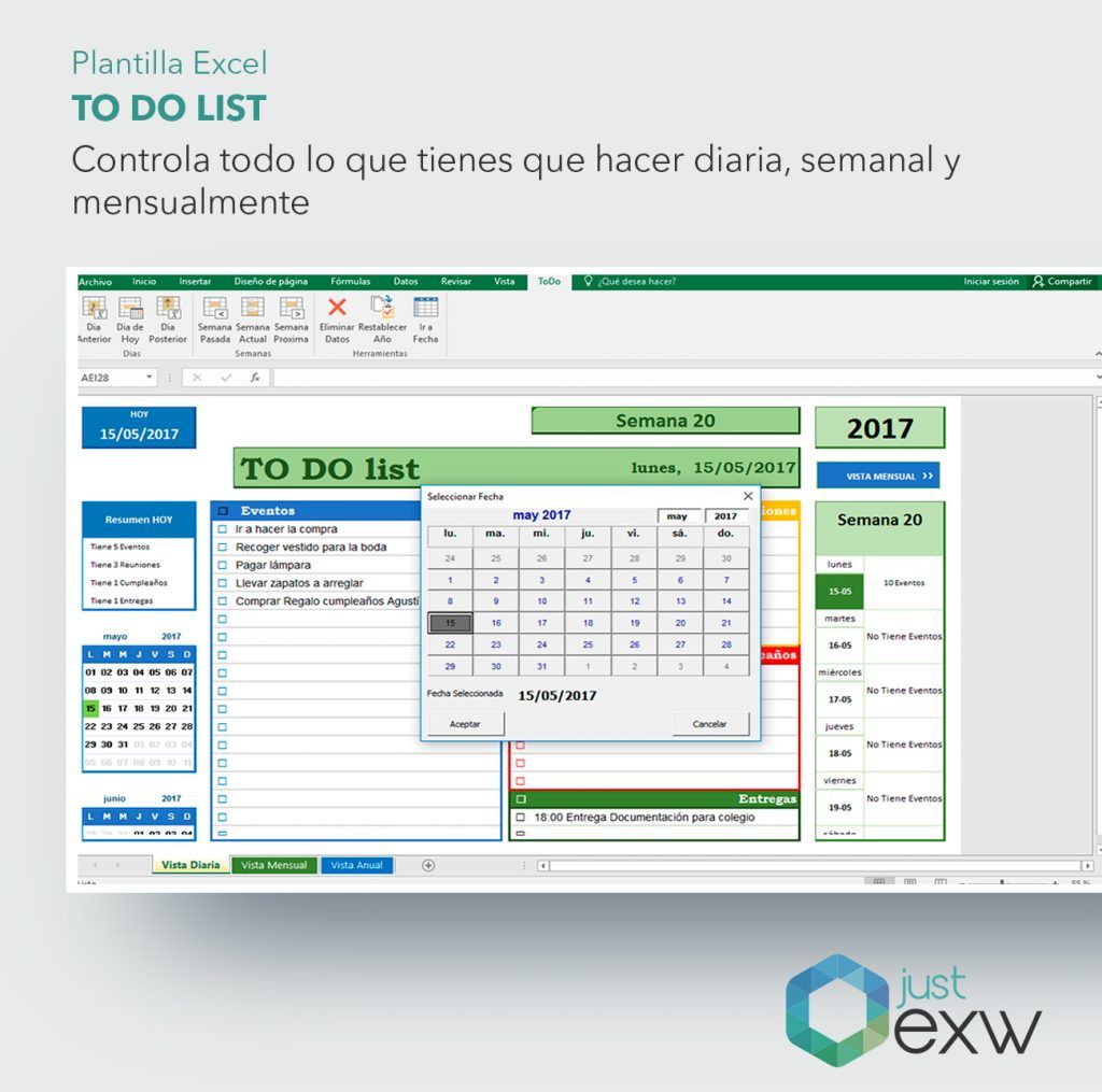 Plantilla Premium To do List en Excel | Justexw